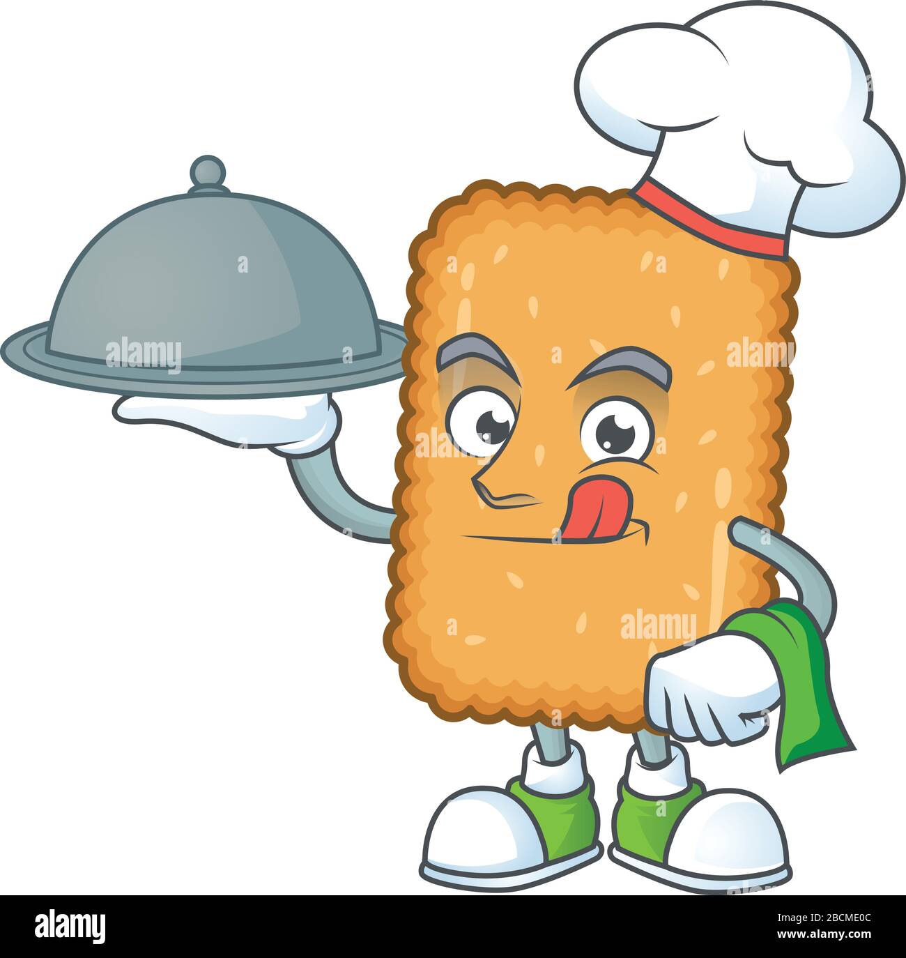 A biscuit chef cartoon design with hat and tray Stock Vector Image ...