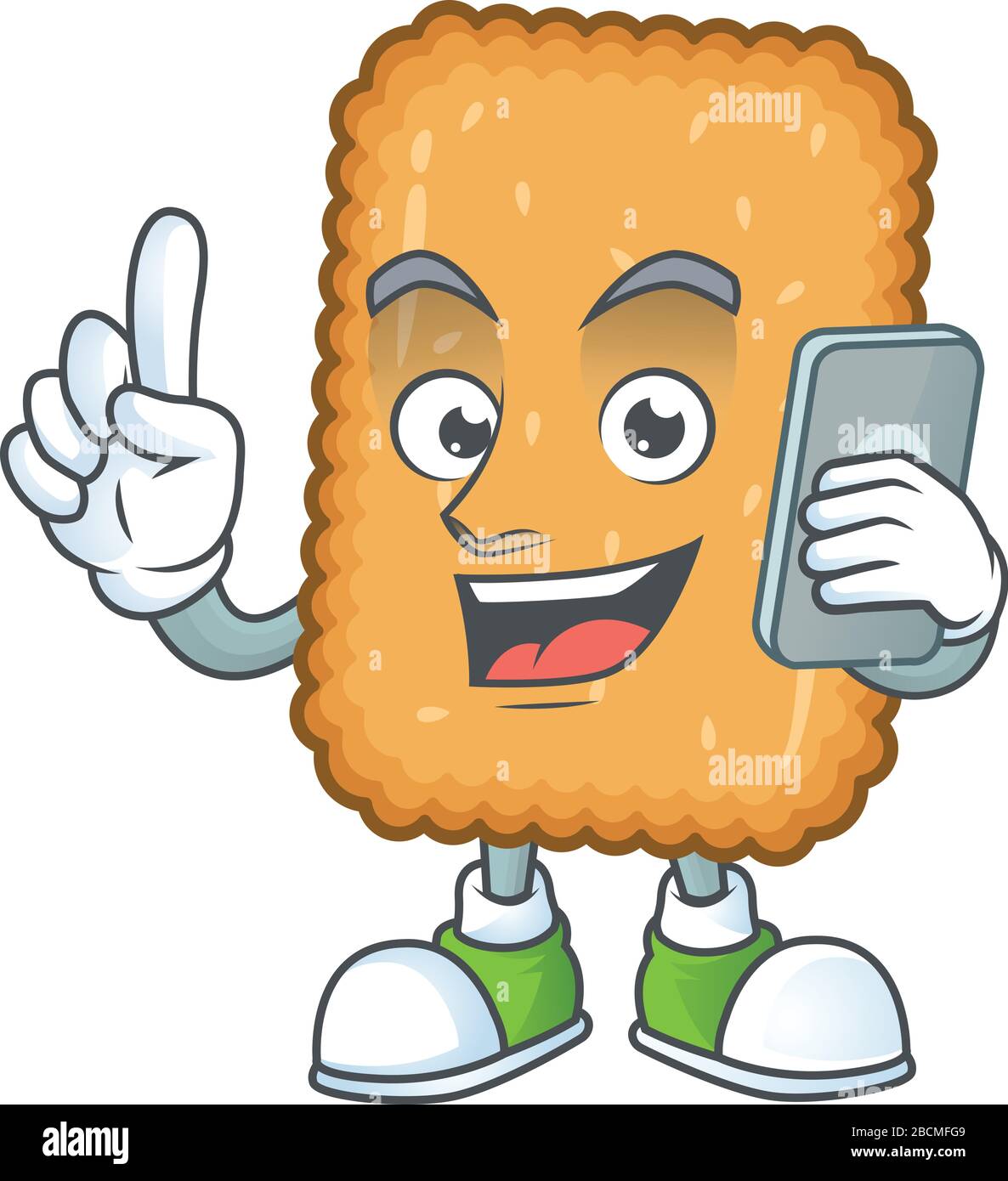 Cartoon design concept of biscuit talking on phone Stock Vector Image ...