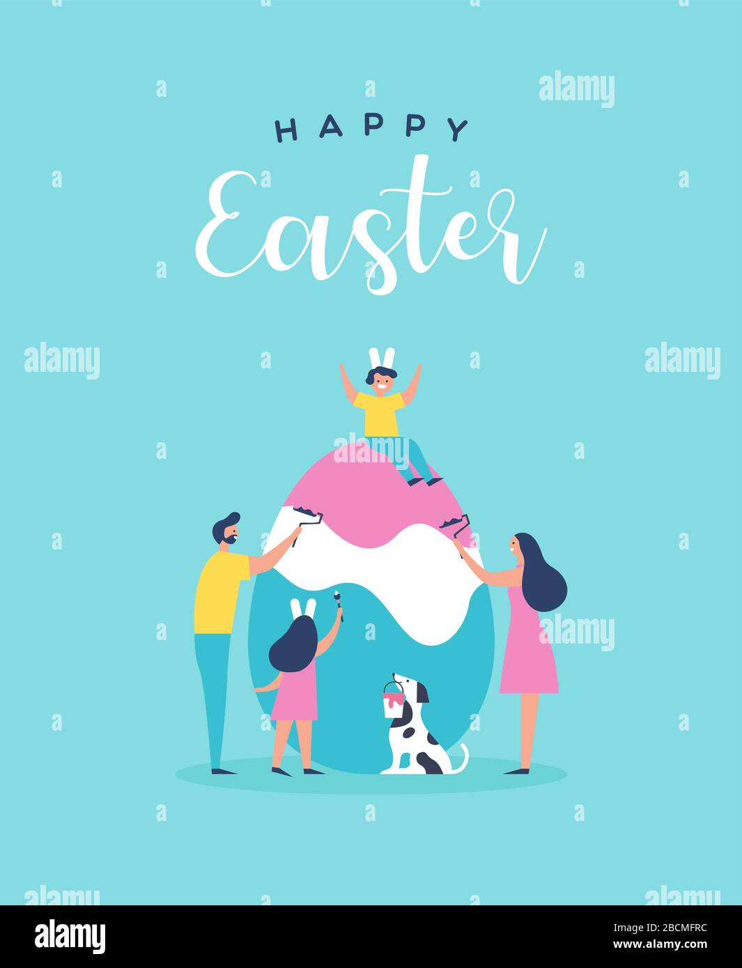 Happy family painting in Stock Vector Images - Alamy