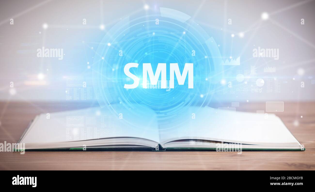 Open book with SMM abbreviation, modern technology concept Stock Photo ...