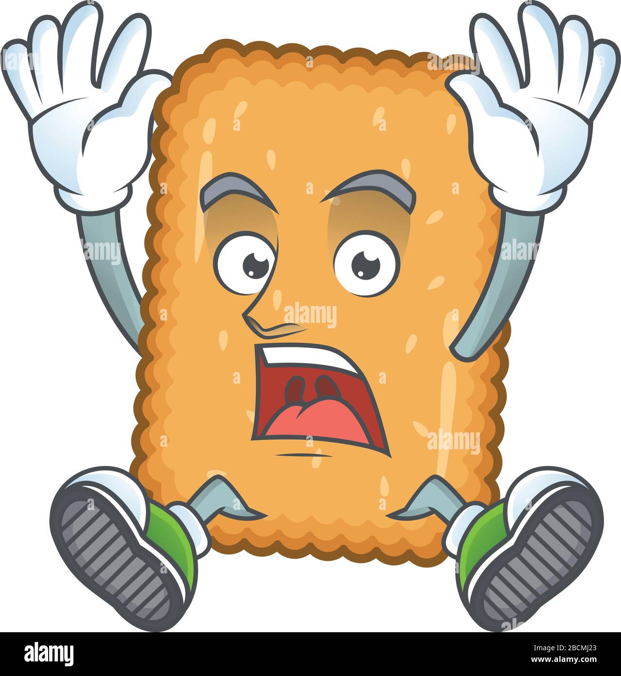 Biscuit cartoon character design showing shocking gesture Stock Vector ...