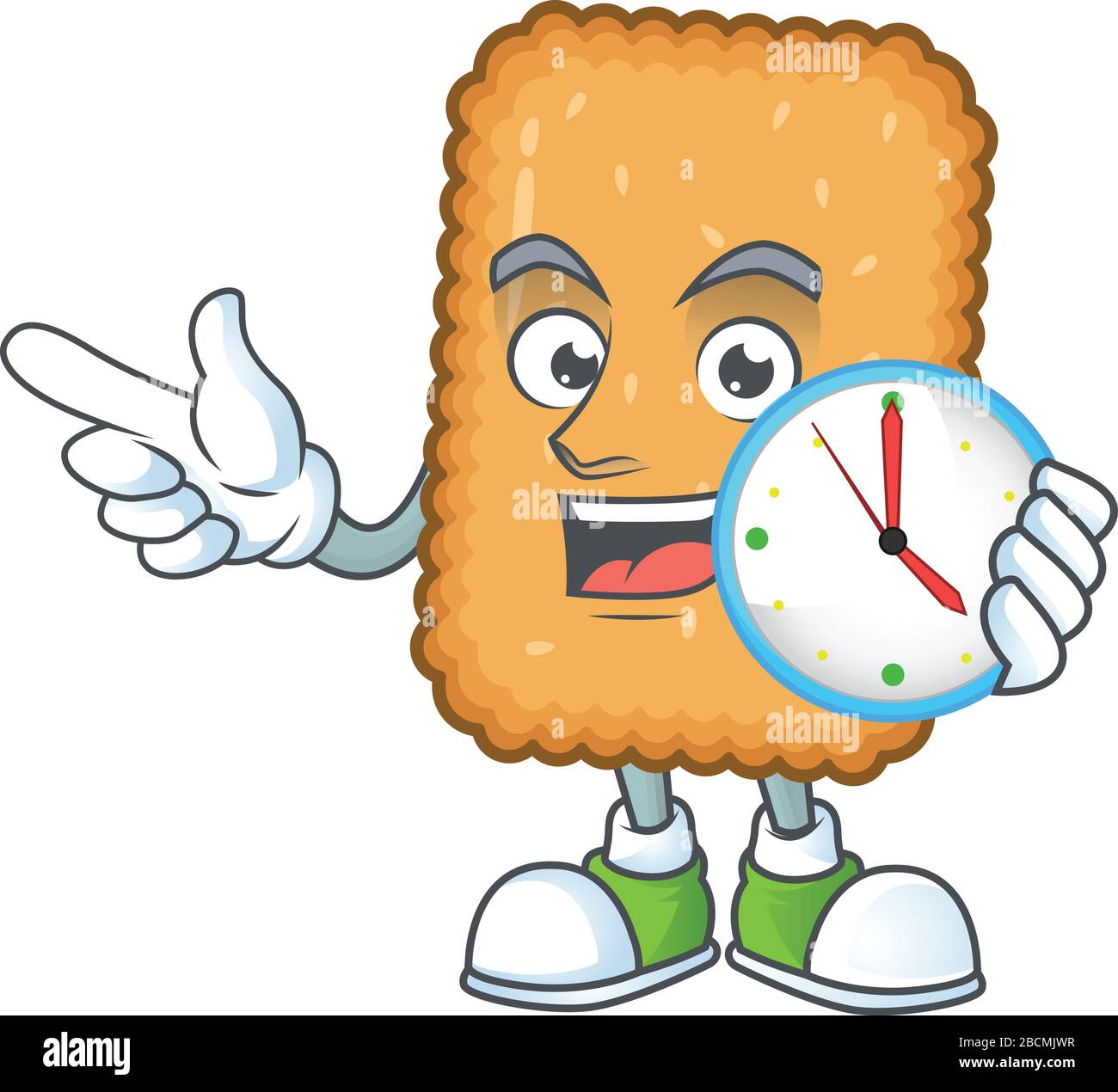 Biscuit mascot design concept holding a circle clock Stock Vector Image ...