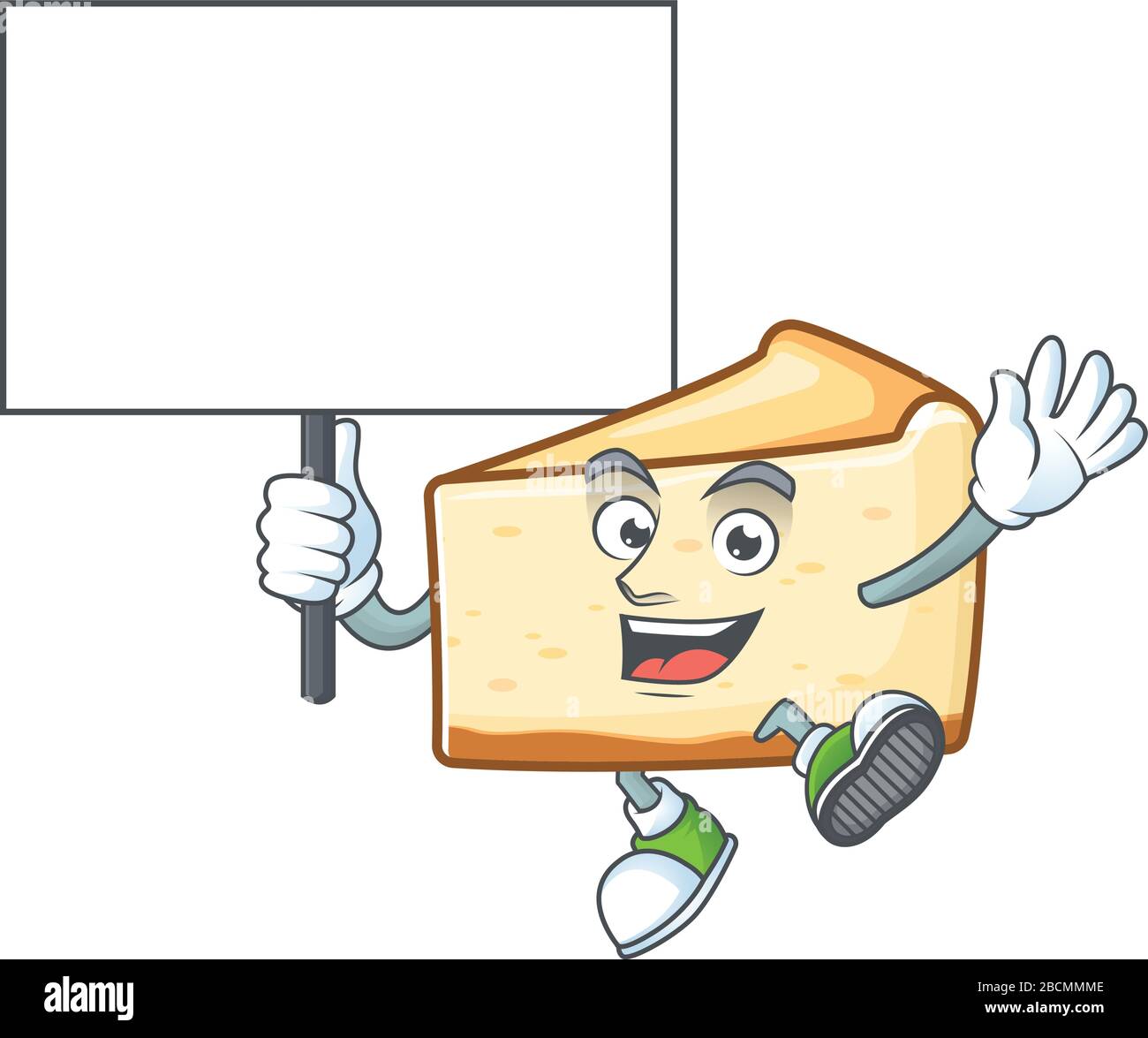 Sweet cheese cake cartoon character rise up a board Stock Vector Image ...