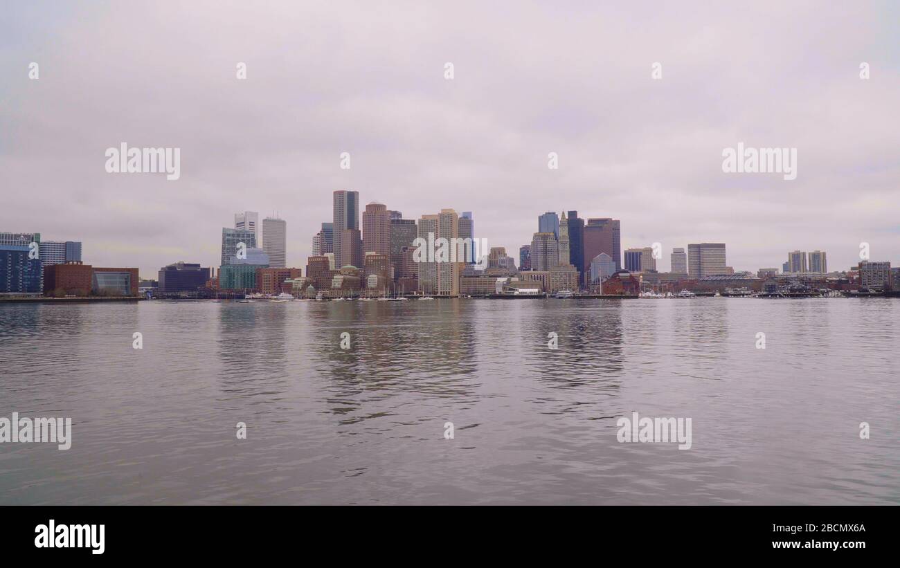 Skyline of Boston - view from Boston Harbor - travel photography Stock ...