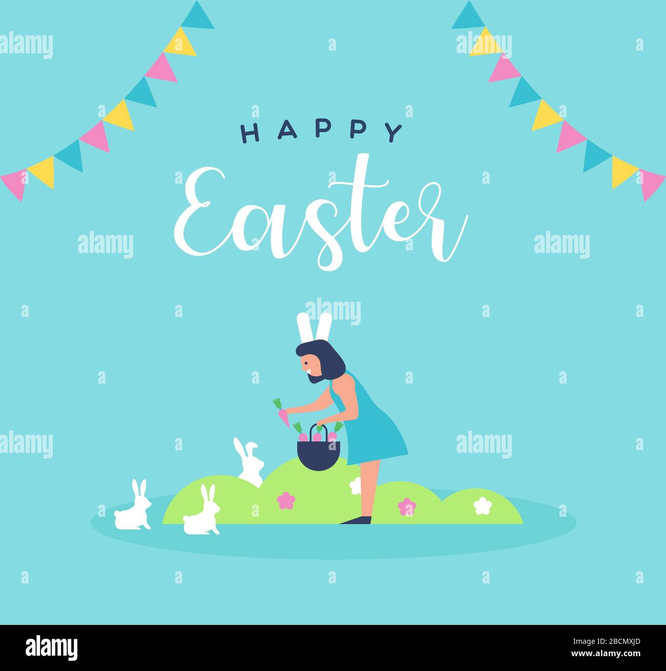 Girl feeding pet rabbit Stock Vector Images - Alamy
