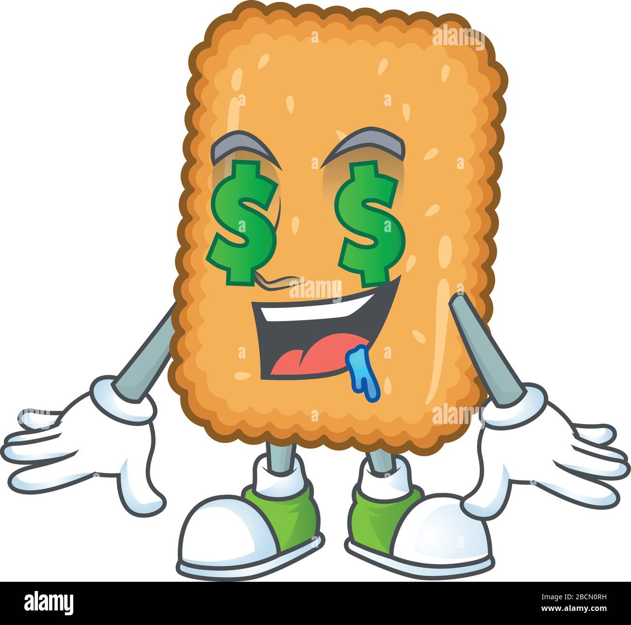 mascot character style of rich biscuit with money eyes Stock Vector ...