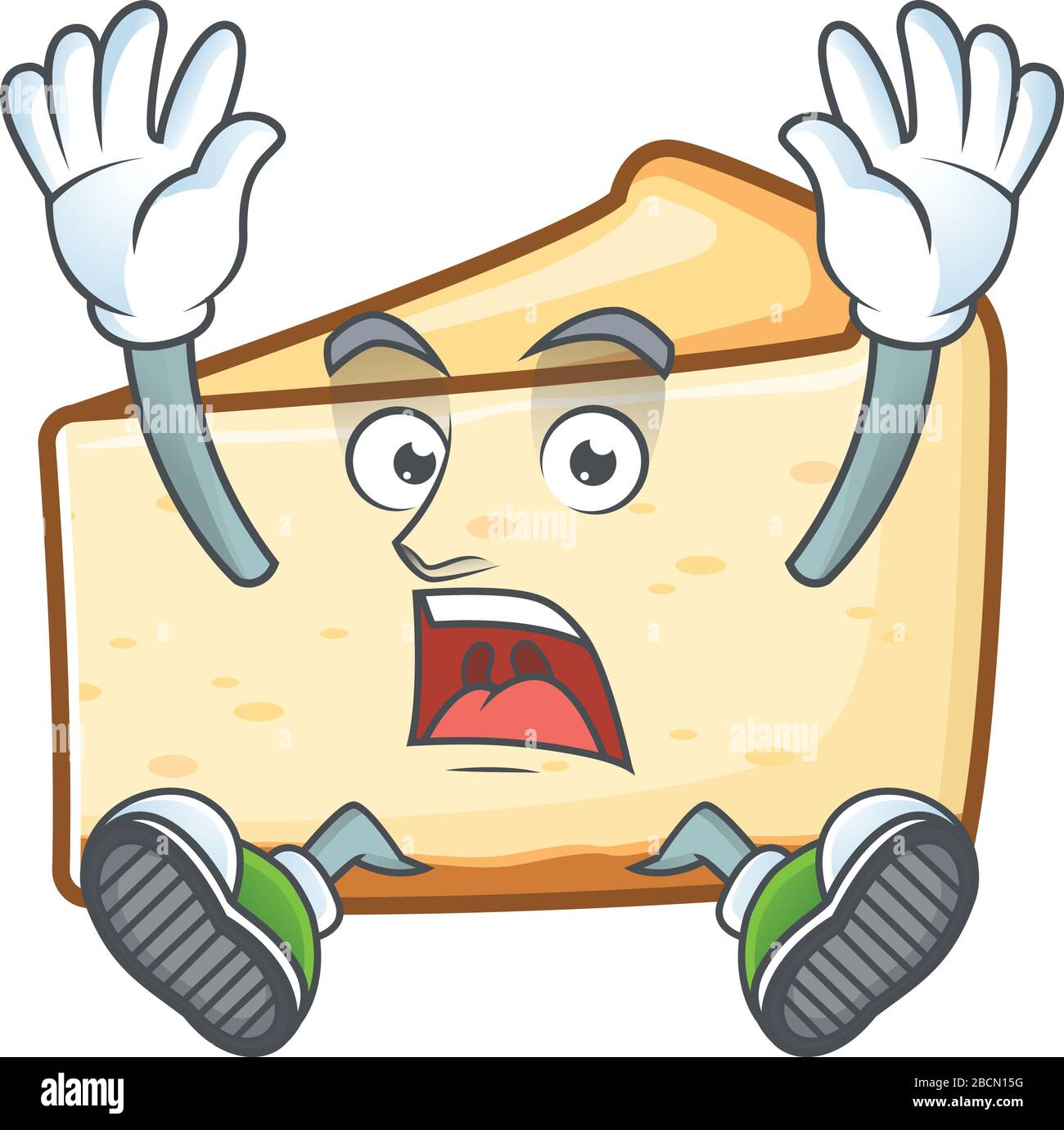 Cheese cake cartoon character design showing shocking gesture Stock ...