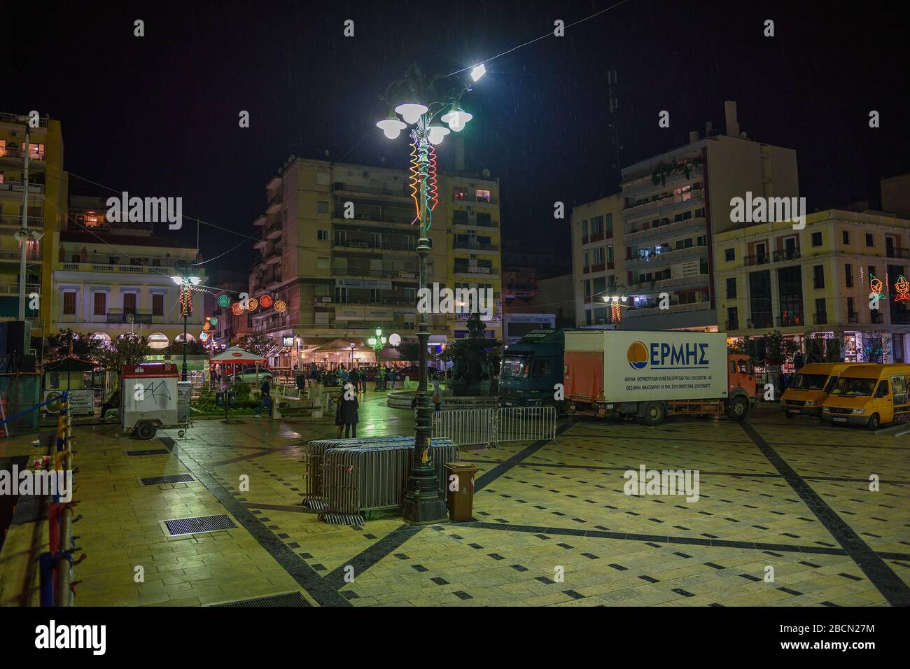 Streets of Patras city decorated for the famous annual Patras Carnival ...