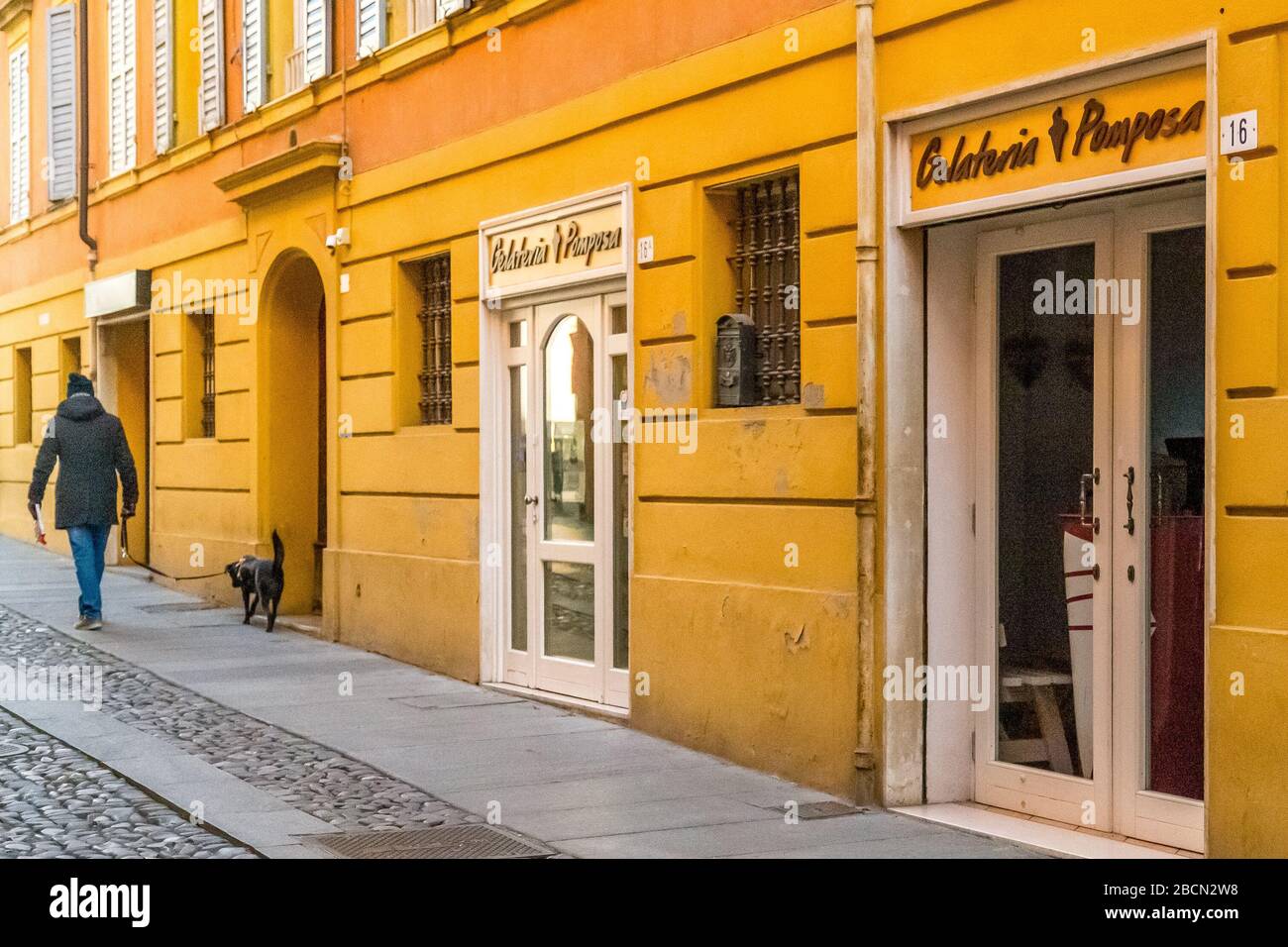 MODENA (MO), ITALY - FEBRUARY 15, 2019: people walking in the street of ...