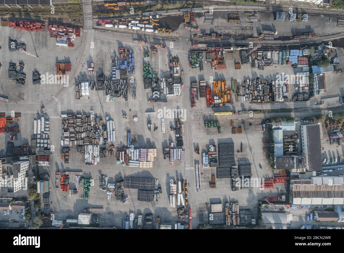 aerial view of raw industrial material in cargo port Stock Photo - Alamy