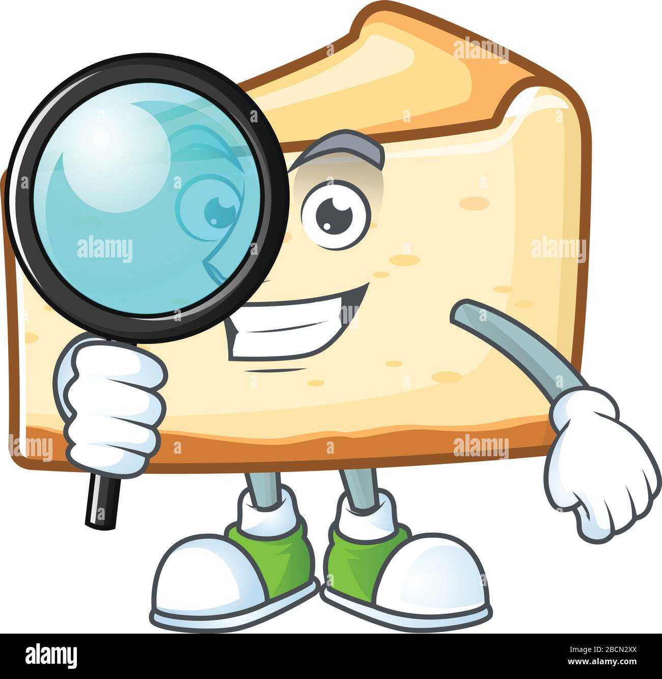 Smart Detective of cheese cake cartoon character design concept Stock ...