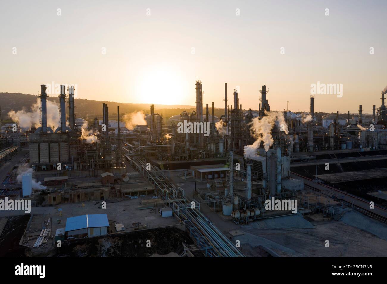 Aerial view of oil refinery Stock Photo - Alamy