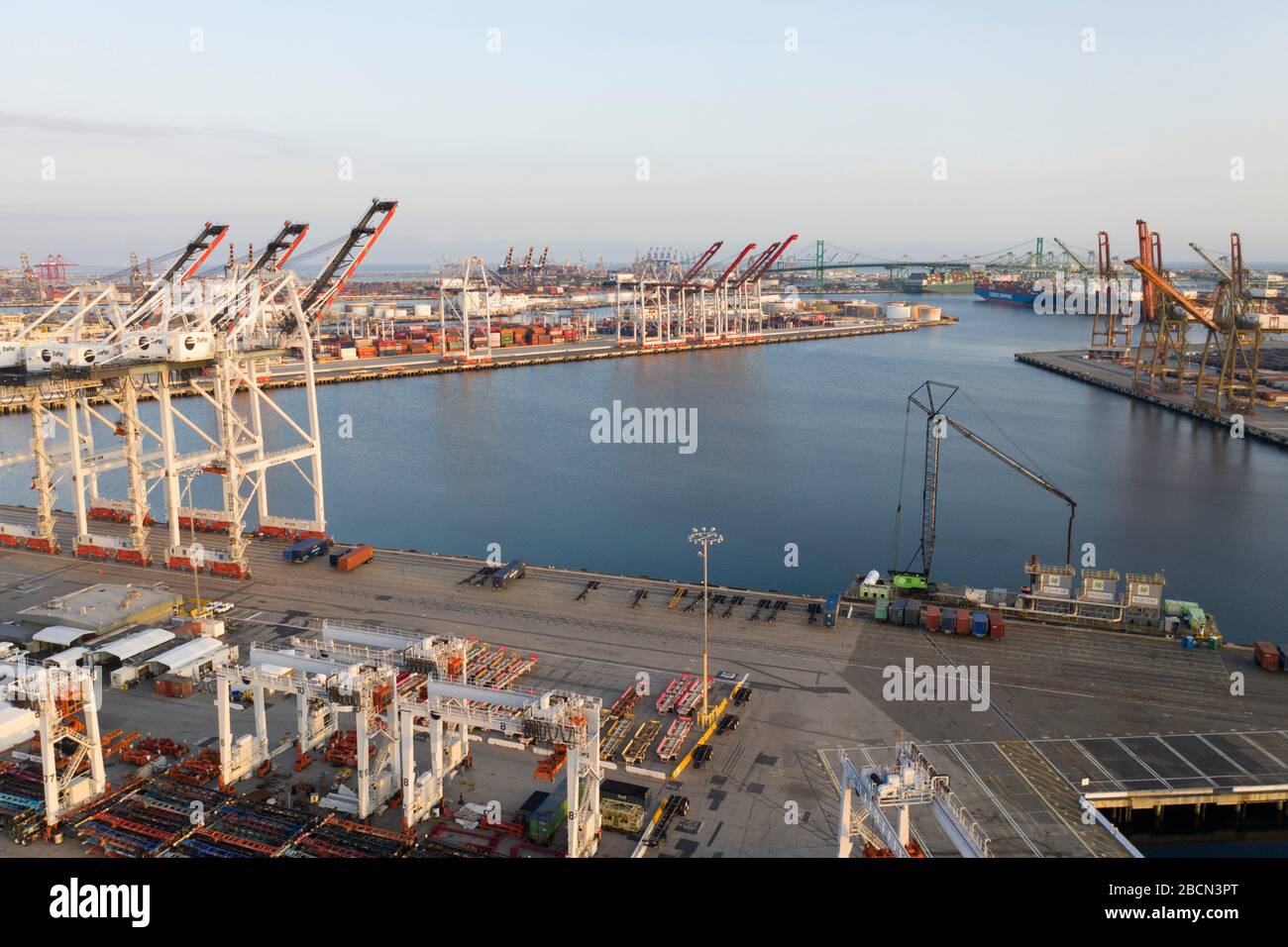 View of cargo dock at the port of Los Angeles at San Pedro, California ...