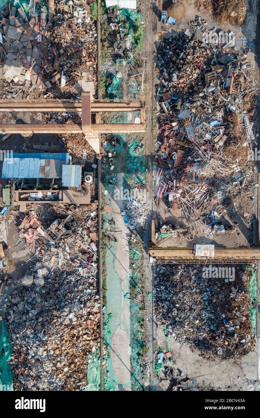 aerial view of scrap metal recycling yard Stock Photo - Alamy