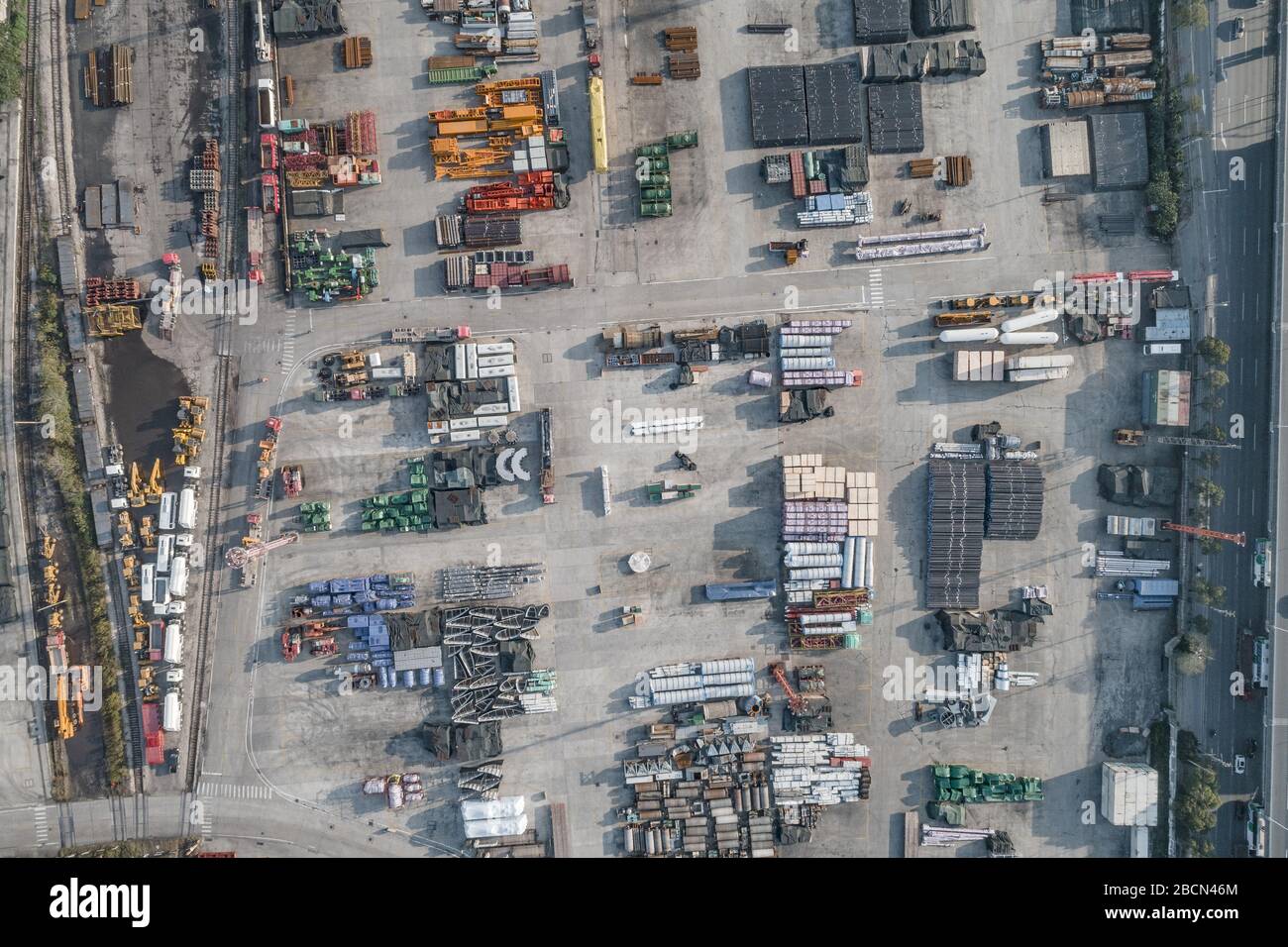 aerial view of raw industrial material in cargo port Stock Photo - Alamy