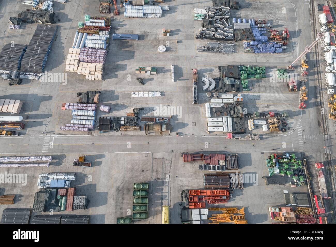 aerial view of raw industrial material in cargo port Stock Photo - Alamy