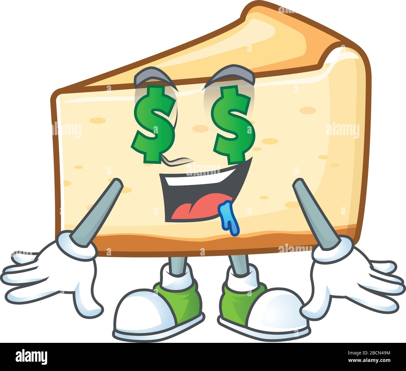 mascot character style of rich cheese cake with money eyes Stock Vector ...