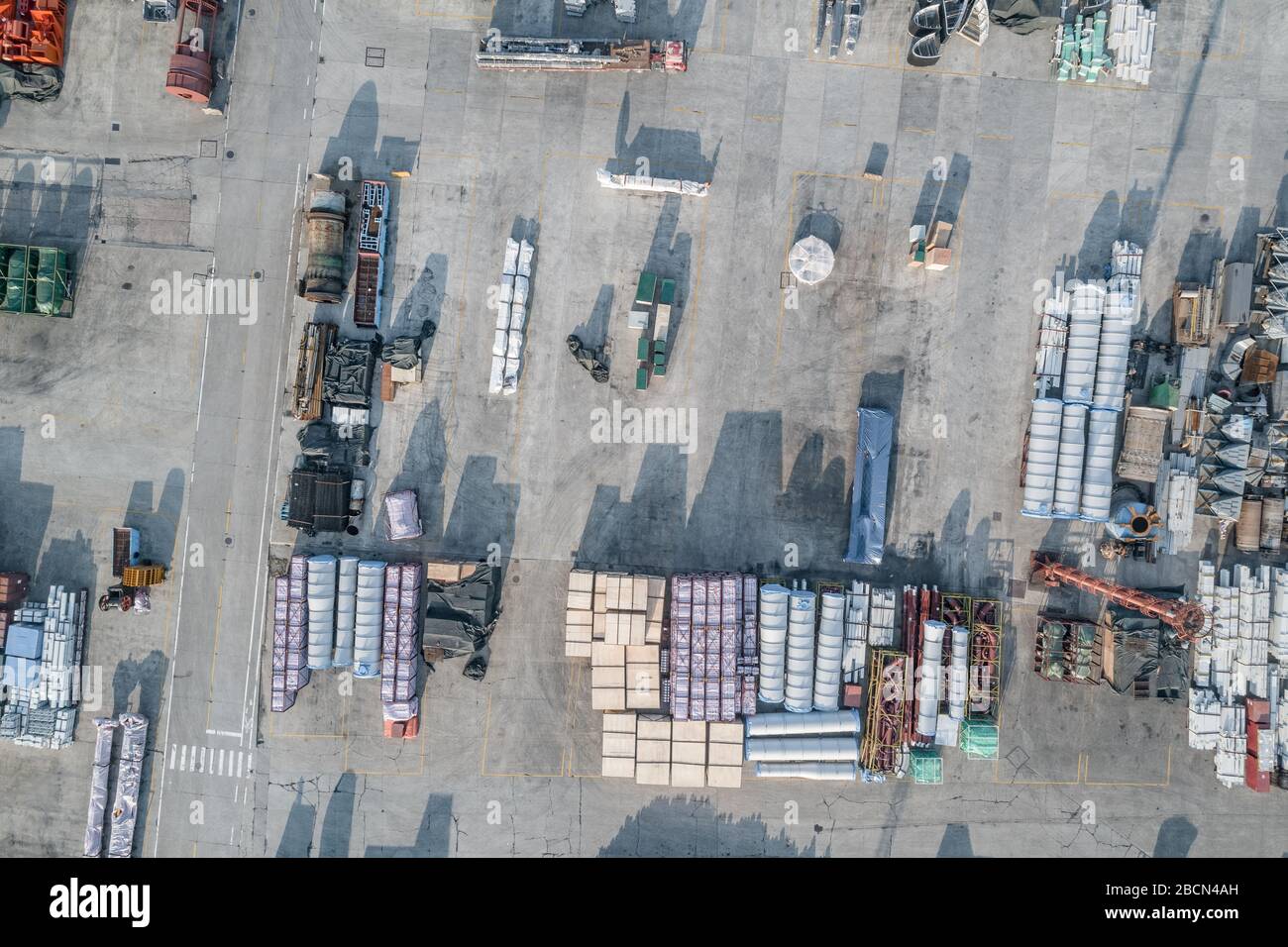 aerial view of raw industrial material in cargo port Stock Photo - Alamy