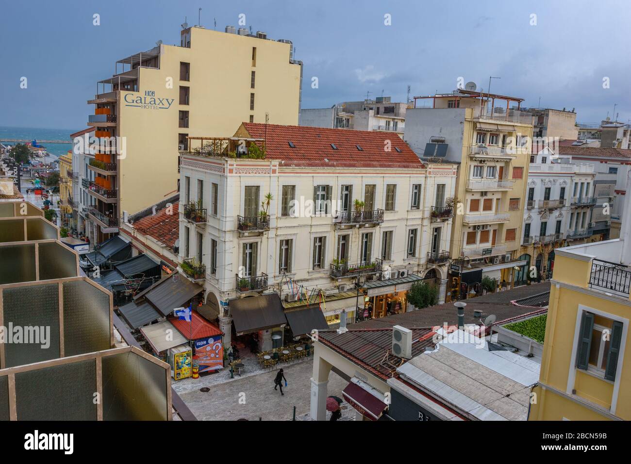 Streets of Patras city decorated for the famous annual Patras Carnival ...