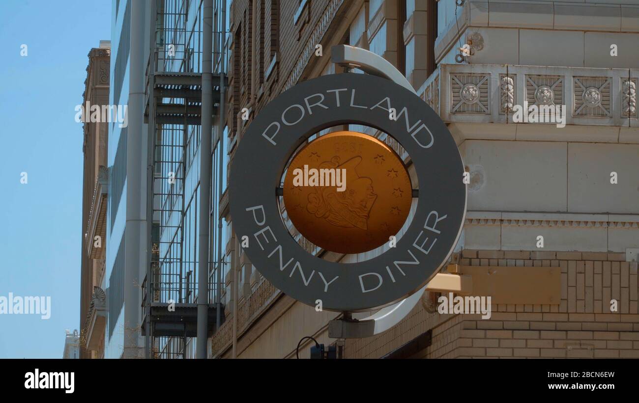 Portland Penny Diner in downtown - PORTLAND, OREGON - APRIL 16, 2017 ...