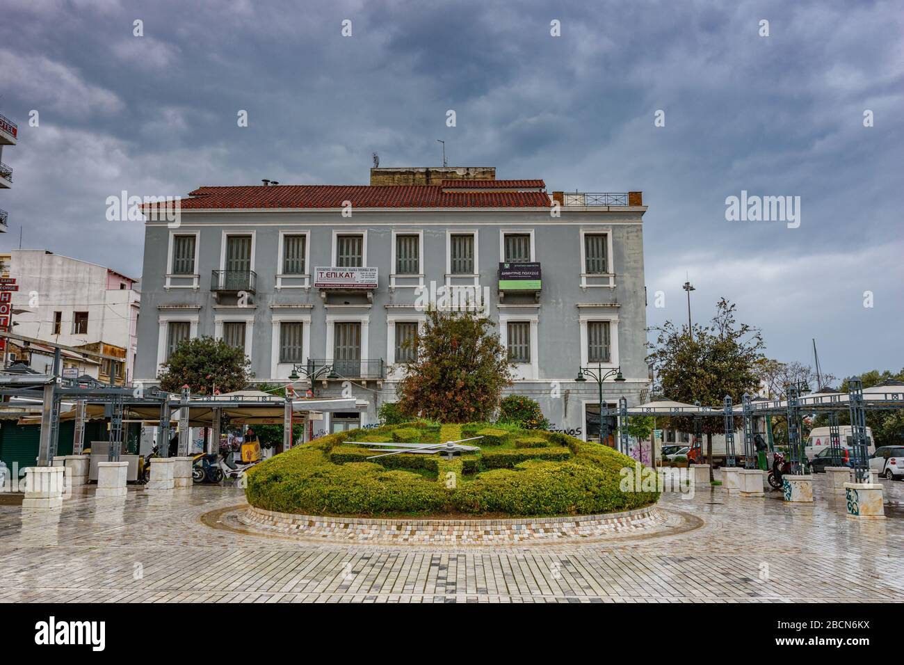 Streets of Patras city decorated for the famous annual Patras Carnival ...