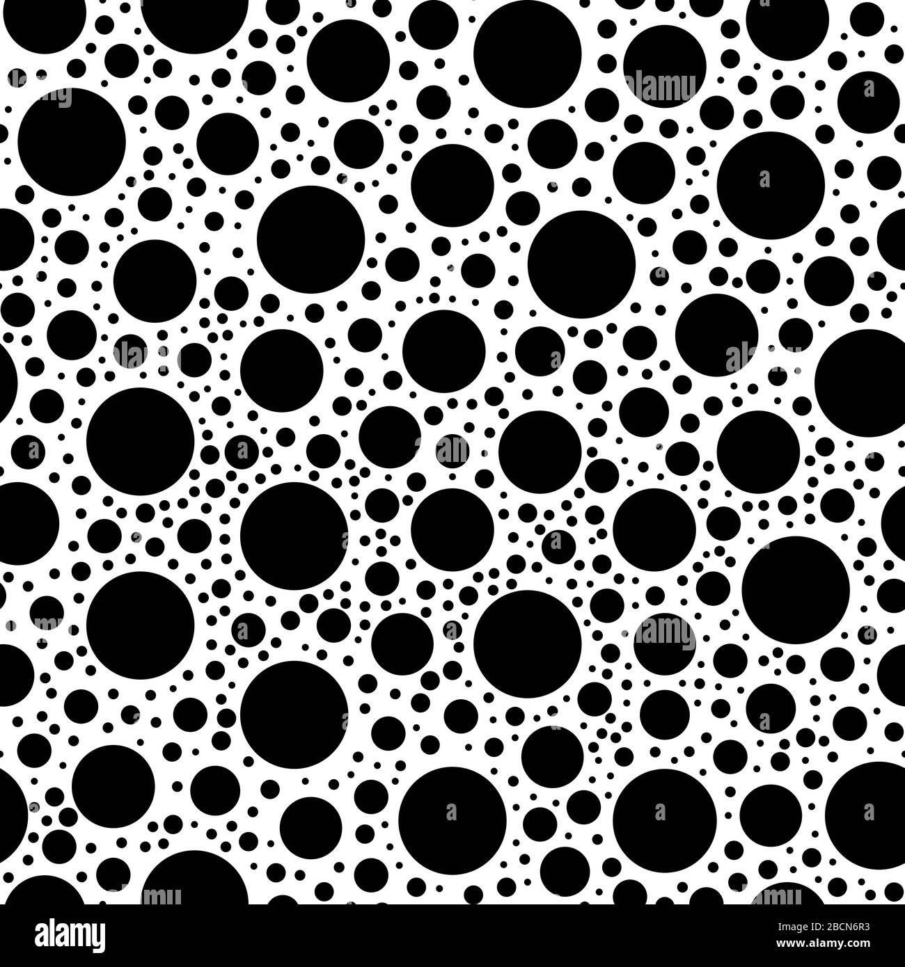 Seamless pattern with random sized dots. Black circles on white ... Seamless pattern with random sized dots. Black circles on white ...