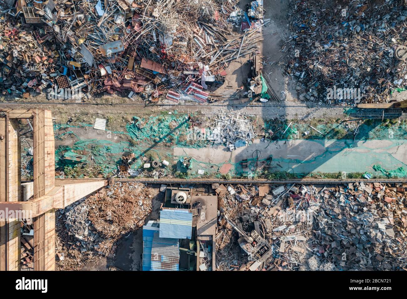 aerial view of scrap metal recycling yard Stock Photo - Alamy