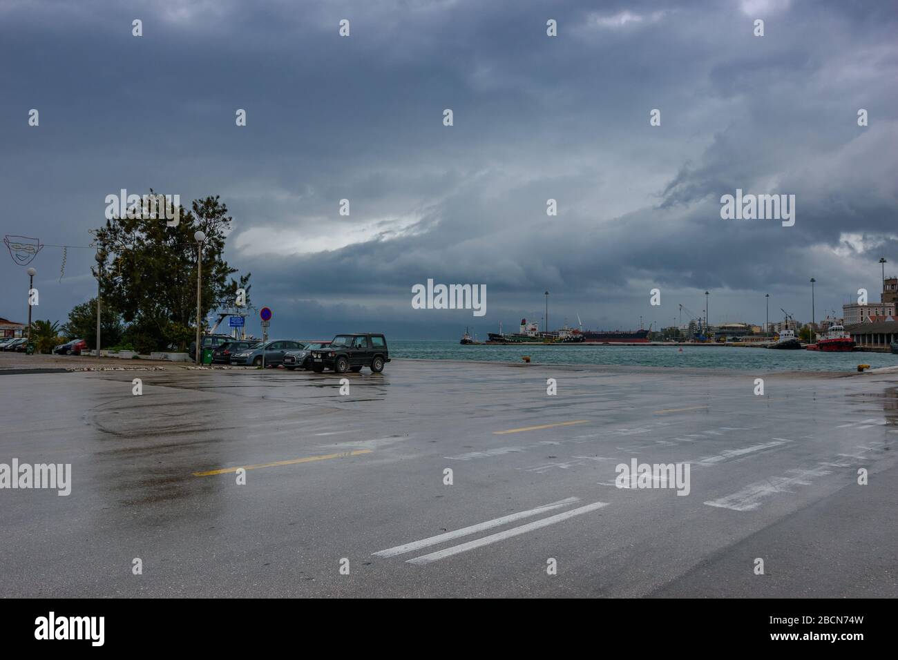 Streets of Patras city decorated for the famous annual Patras Carnival ...