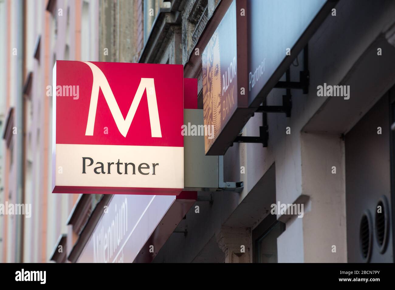 Poland based commercial bank, Millenium Bank logo seen at one of the ...