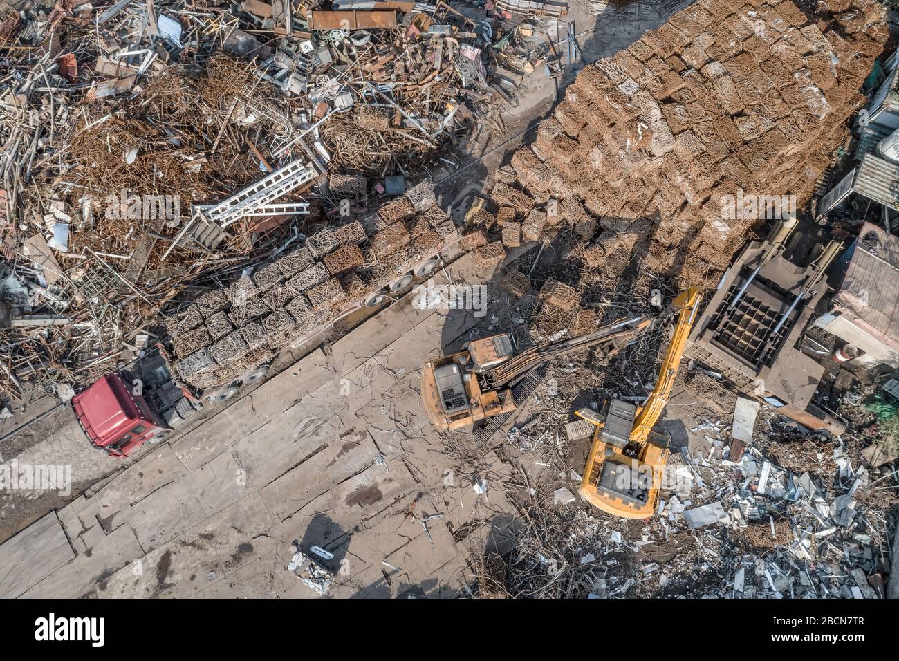 aerial view of scrap metal recycling yard Stock Photo - Alamy