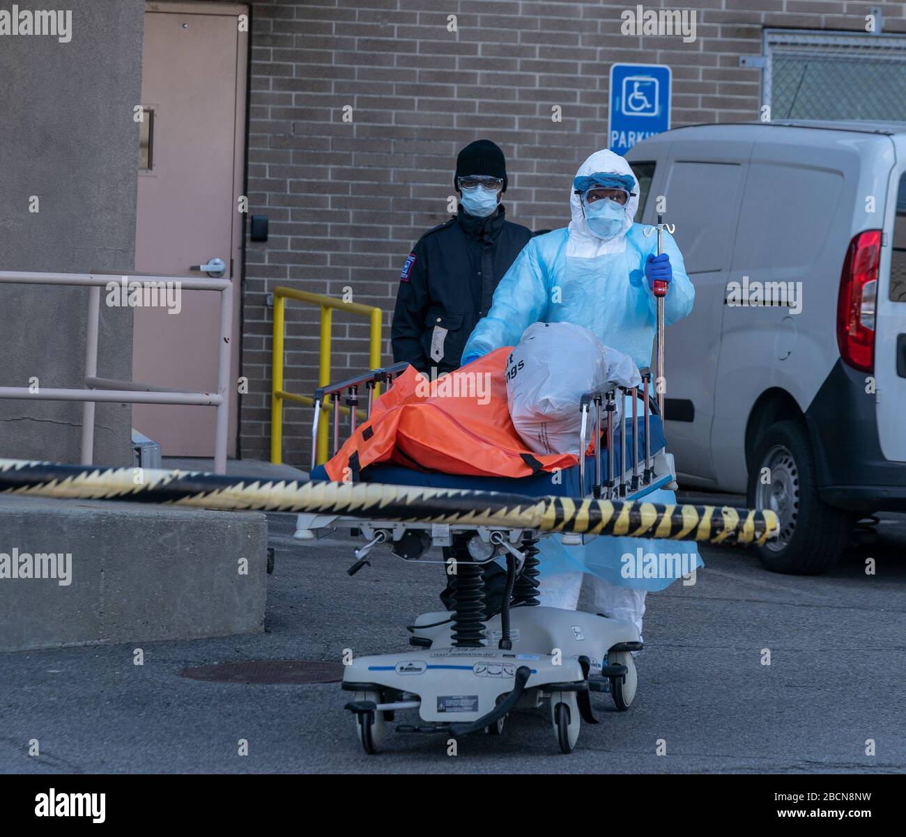 New York, United States. 04th Apr, 2020. Body of deceased patient in ...