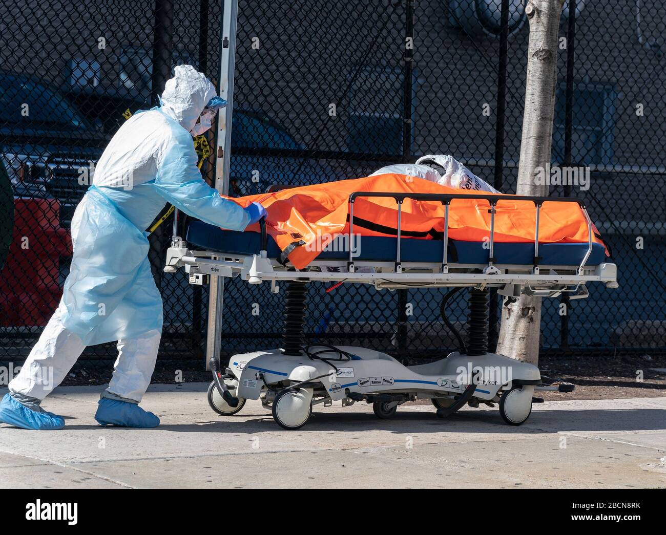 New York, United States. 04th Apr, 2020. Body of deceased patient in ...