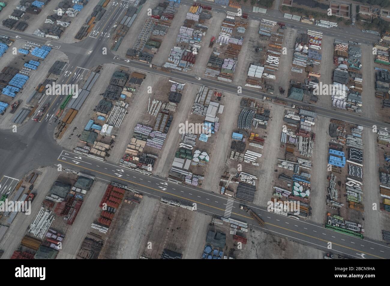 aerial view of raw industrial material in cargo port Stock Photo - Alamy