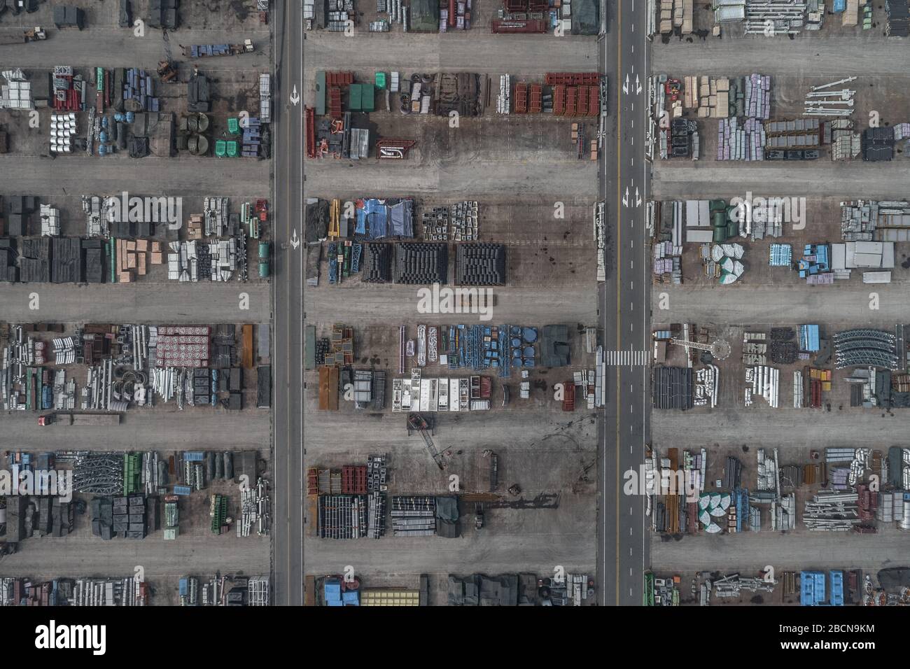 aerial view of raw industrial material in cargo port Stock Photo - Alamy