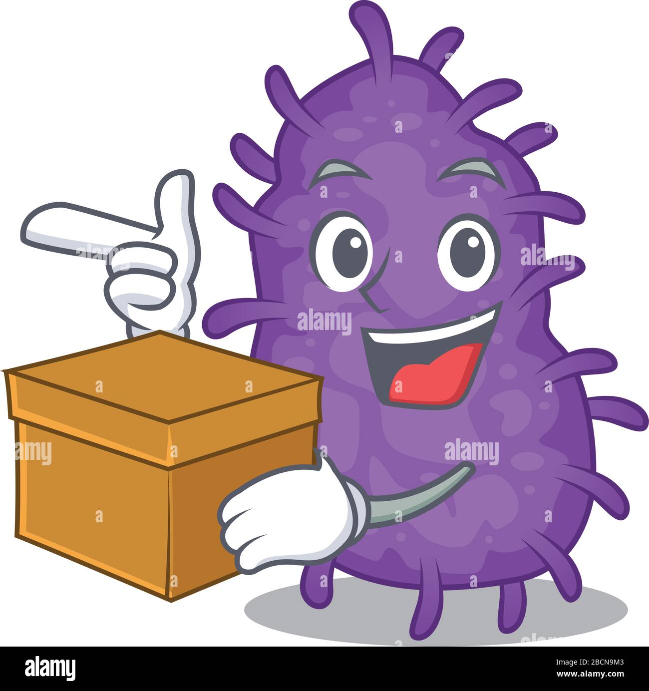 An picture of bacteria bacilli cartoon design concept holding a box ...