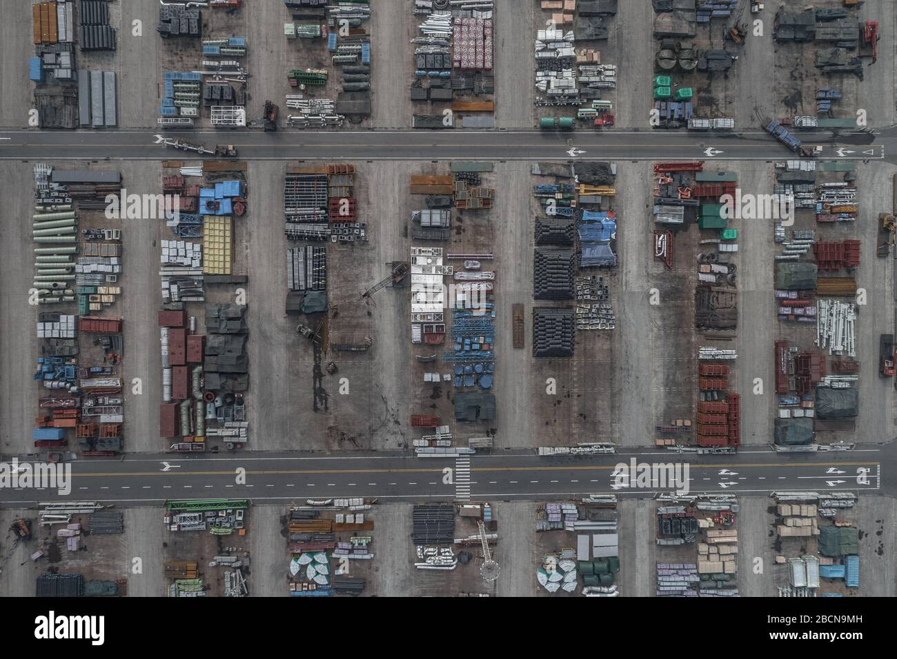 aerial view of raw industrial material in cargo port Stock Photo - Alamy