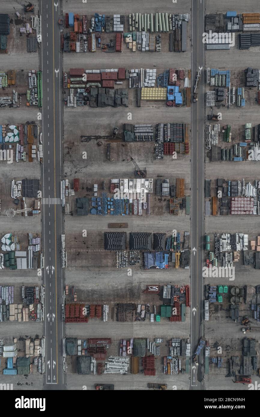 aerial view of raw industrial material in cargo port Stock Photo - Alamy