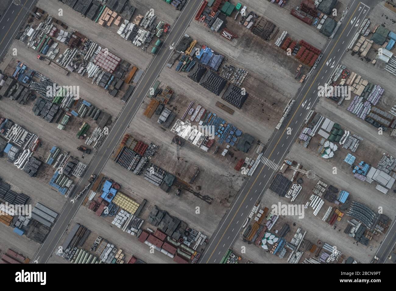 aerial view of raw industrial material in cargo port Stock Photo - Alamy