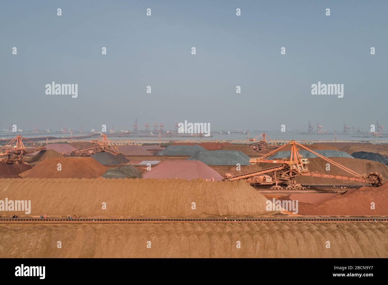 aerial view of ore and conveyor belt at an industrial port Stock Photo ...
