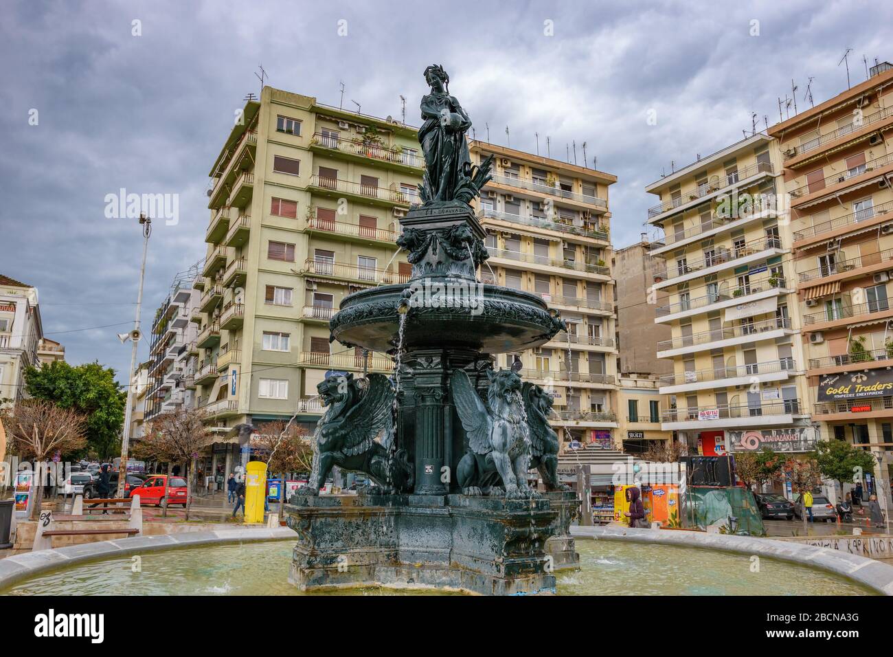 Streets of Patras city decorated for the famous annual Patras Carnival ...