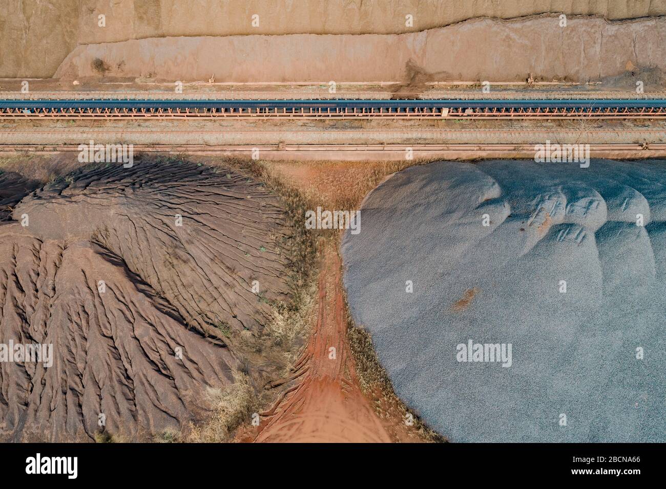 aerial view of ore and conveyor belt at an industrial port Stock Photo ...