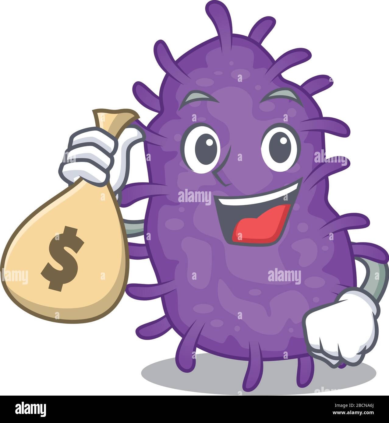 Rich bacteria bacilli cartoon design holds money bags Stock Vector ...