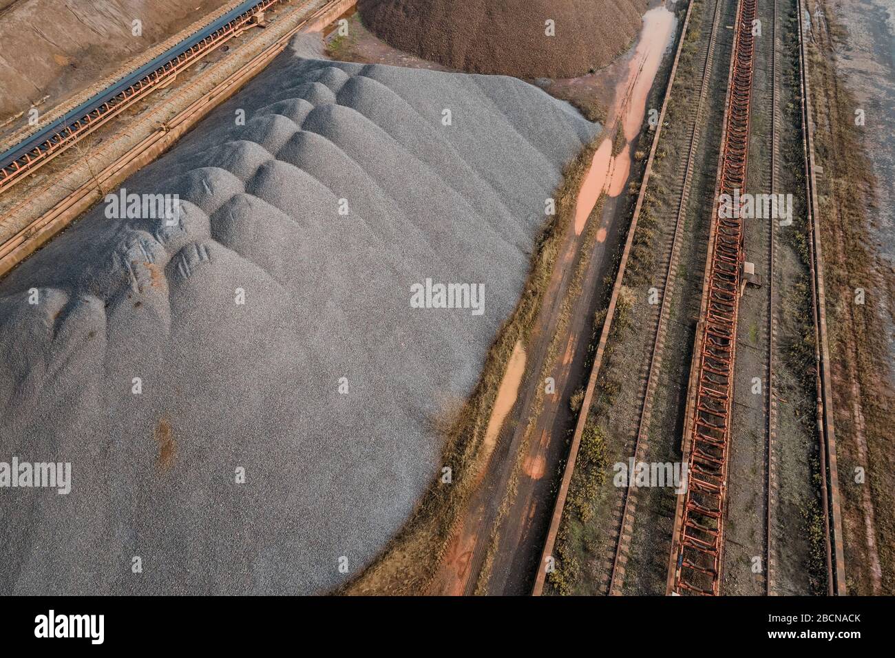 aerial view of ore and conveyor belt at an industrial port Stock Photo ...