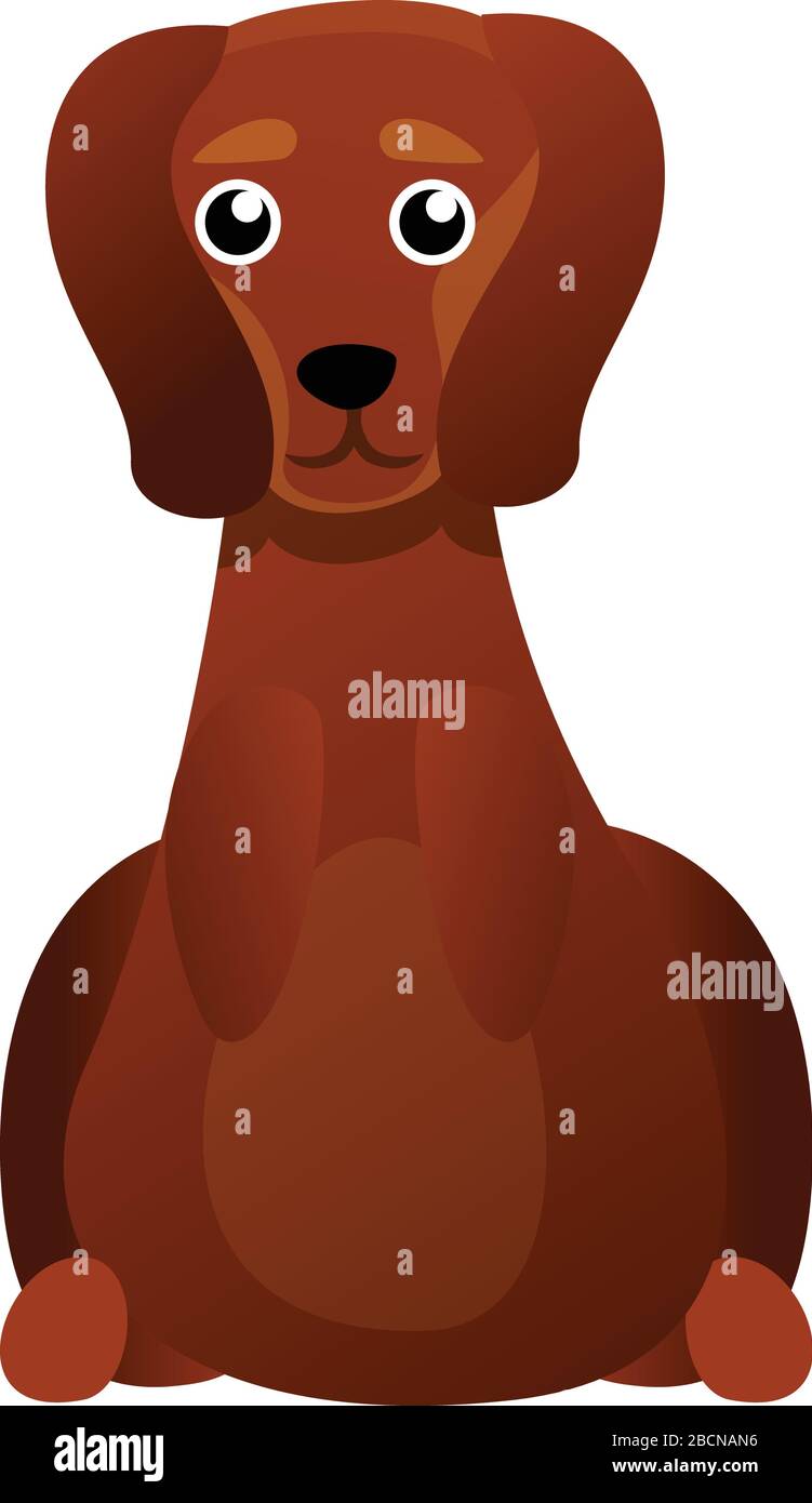 Cute dachshund icon. Cartoon of cute dachshund vector icon for web design isolated on white ...