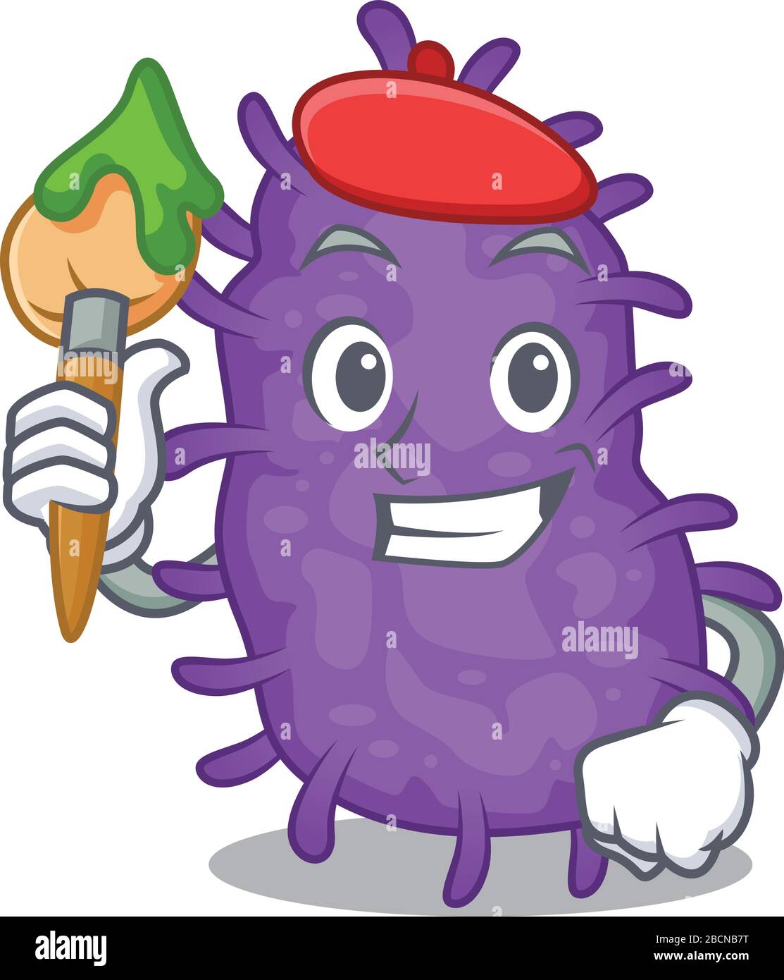 A creative bacteria bacilli artist mascot design style paint with a ...