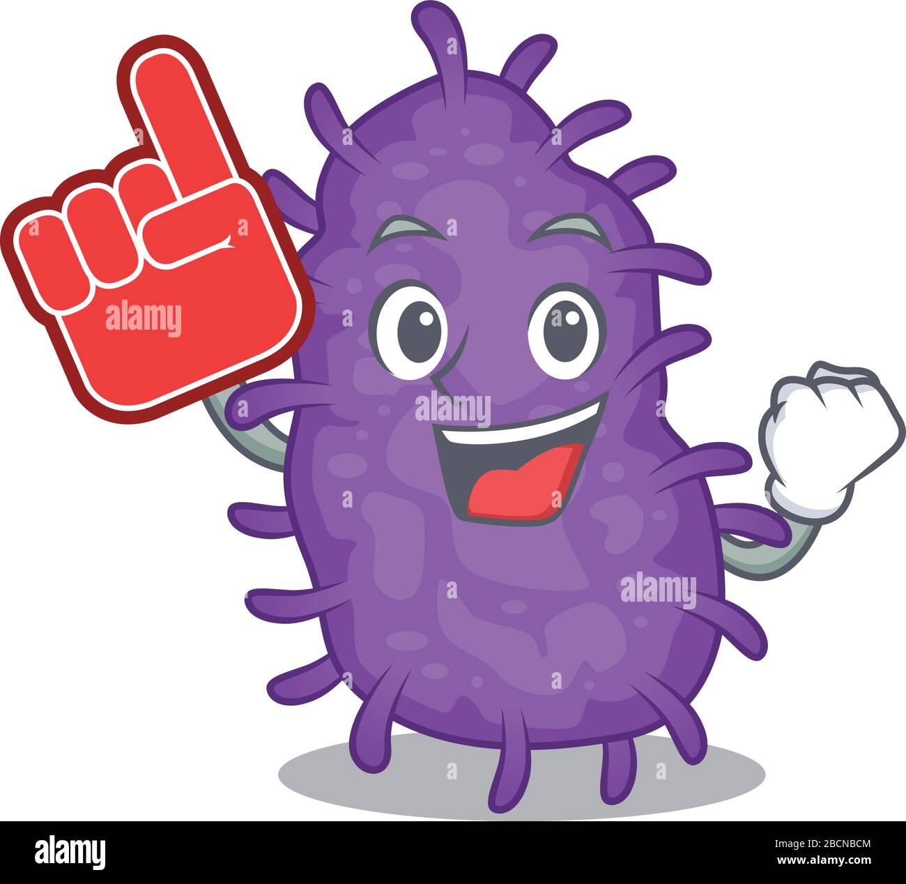 Bacteria bacilli presented in cartoon character design with Foam finger ...