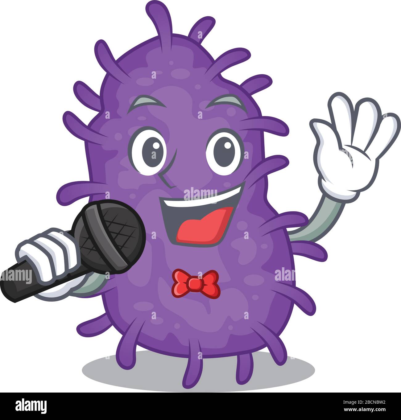 Talented singer of bacteria bacilli cartoon character holding a ...
