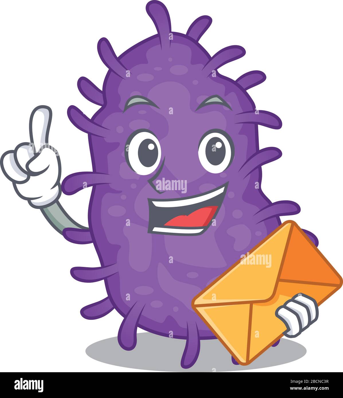 Happy bacteria bacilli mascot design concept with brown envelope Stock ...