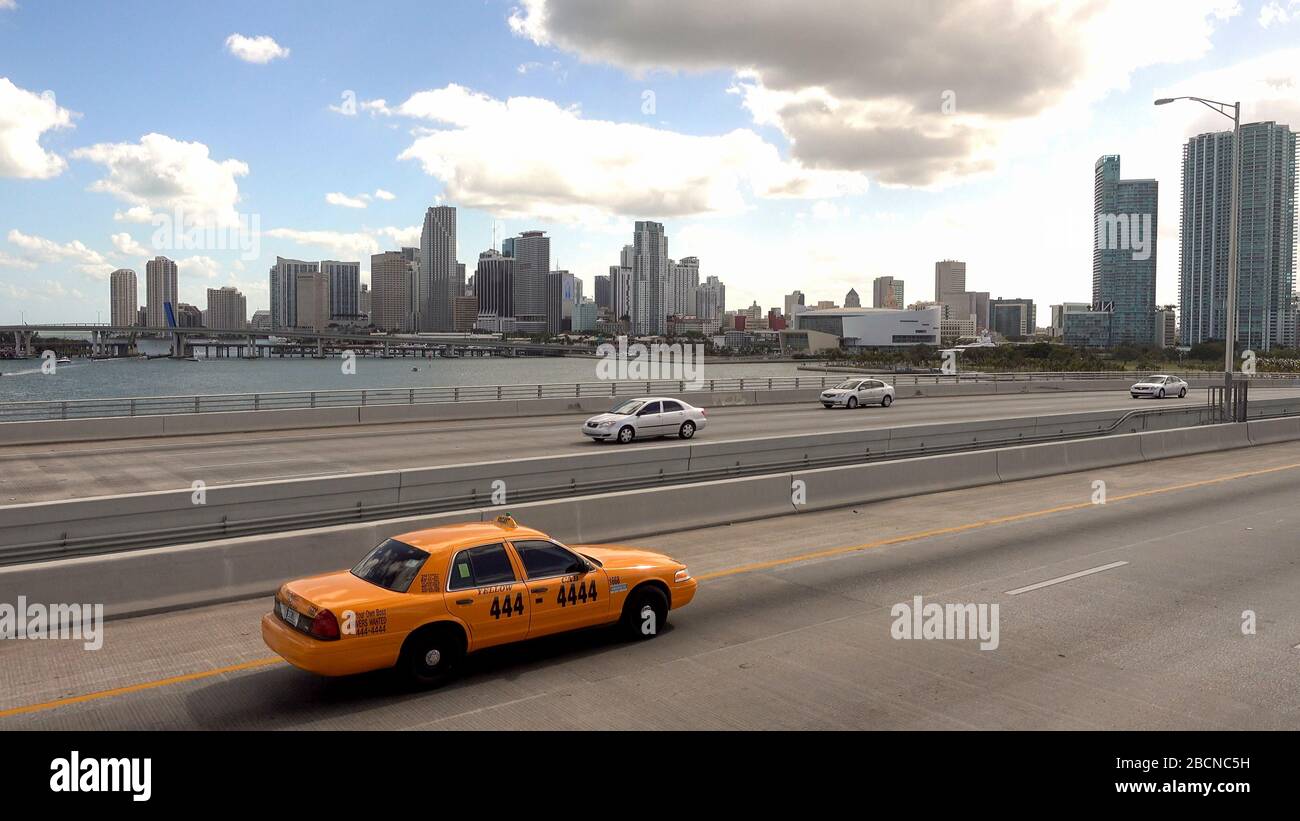 Miami beach yellow cab hi-res stock photography and images - Alamy
