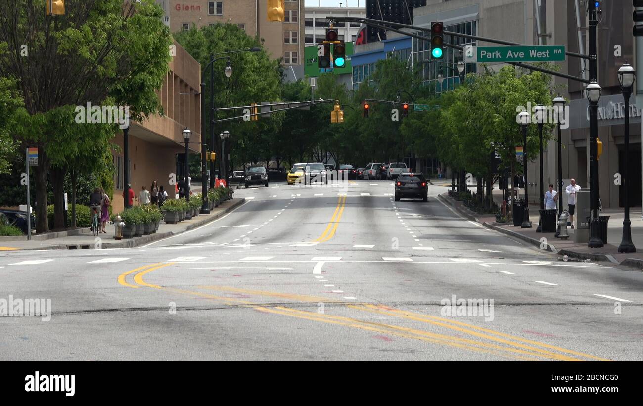 Atlanta Downtown street view on a sunny day - ATLANTA, USA - APRIL 18 ...